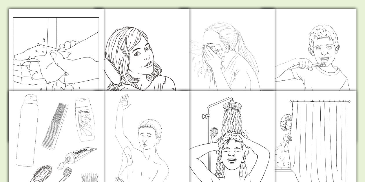 Personal Hygiene Colouring Pages - Twinkl