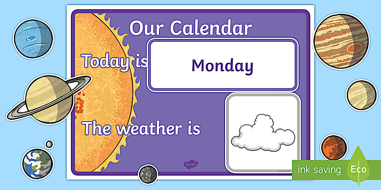Solar System Themed Calendar Display Pack - Solar System Themed Calendar