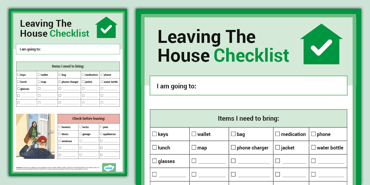 Leaving the House Checklist (Teacher-Made) - Twinkl