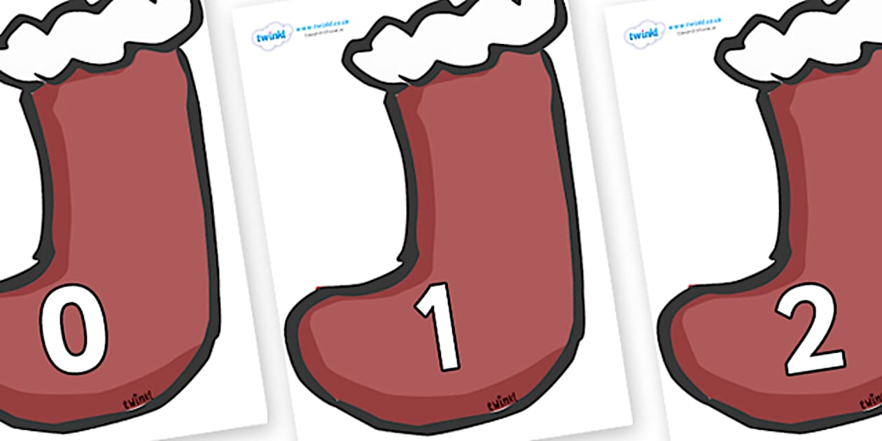 Numbers 0-100 on Stockings (Plain) (teacher made) - Twinkl