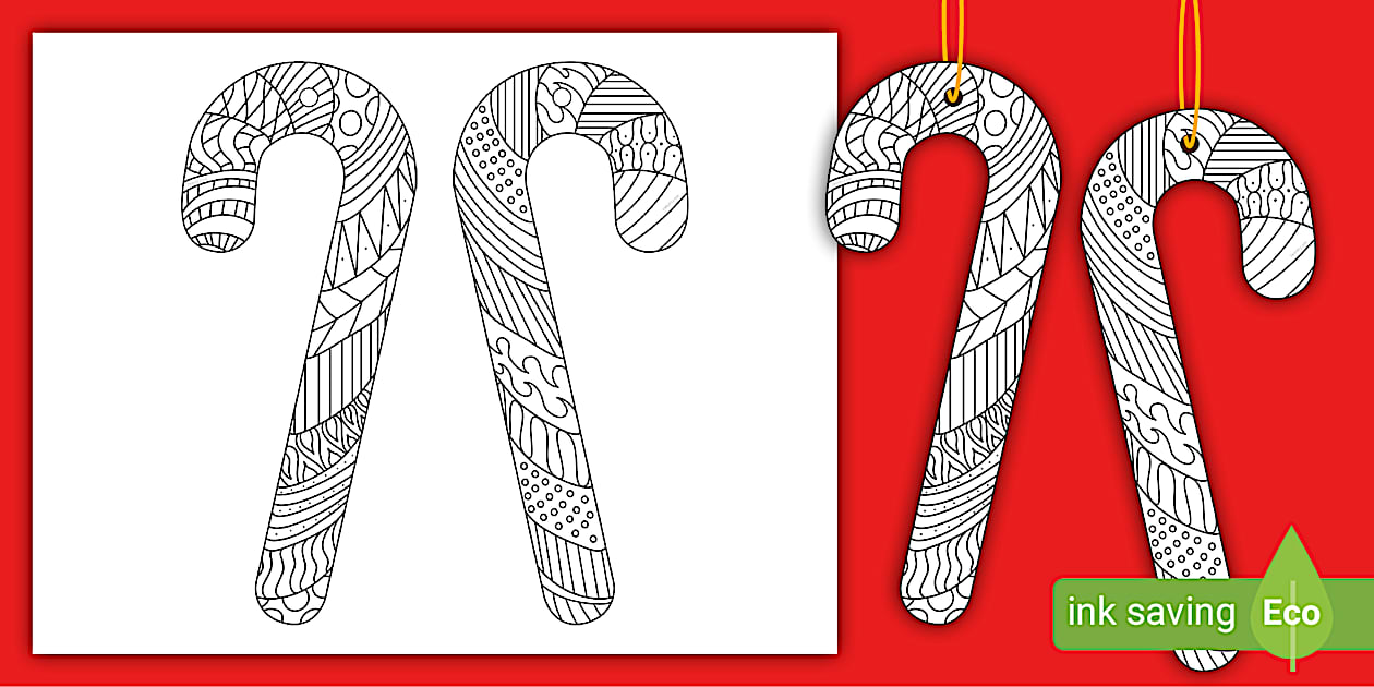 Candy Cane Mindfulness Coloring Ornaments (teacher made)