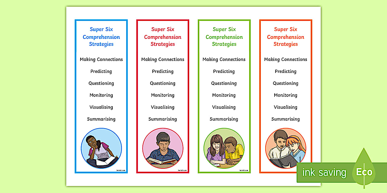 3-6 Super Six Comprehension Strategies Editable Bookmarks