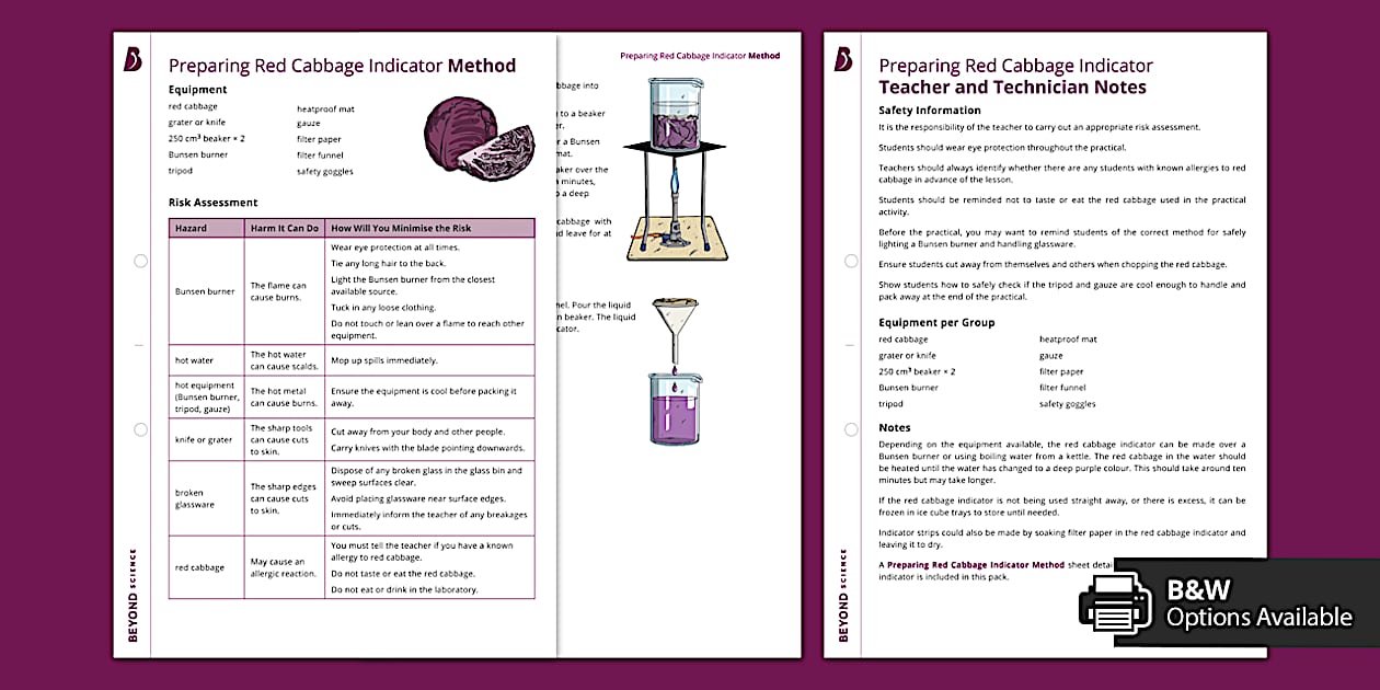 Preparing Red Cabbage Indicator (Teacher-Made) - Twinkl