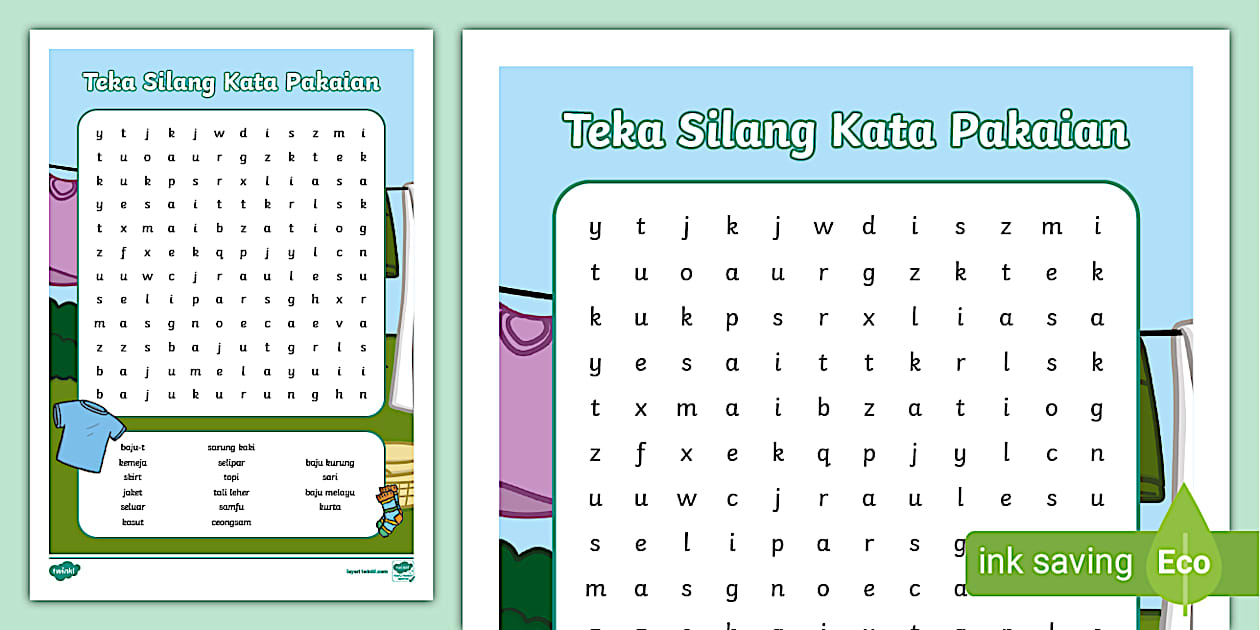 Teka Silang Kata Pakaian (Hecho por educadores) - Twinkl