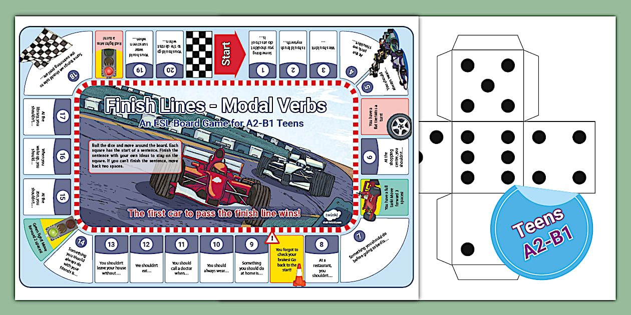ESL Finish Lines 'Should/Shouldn't' Modal Verb Board Game!