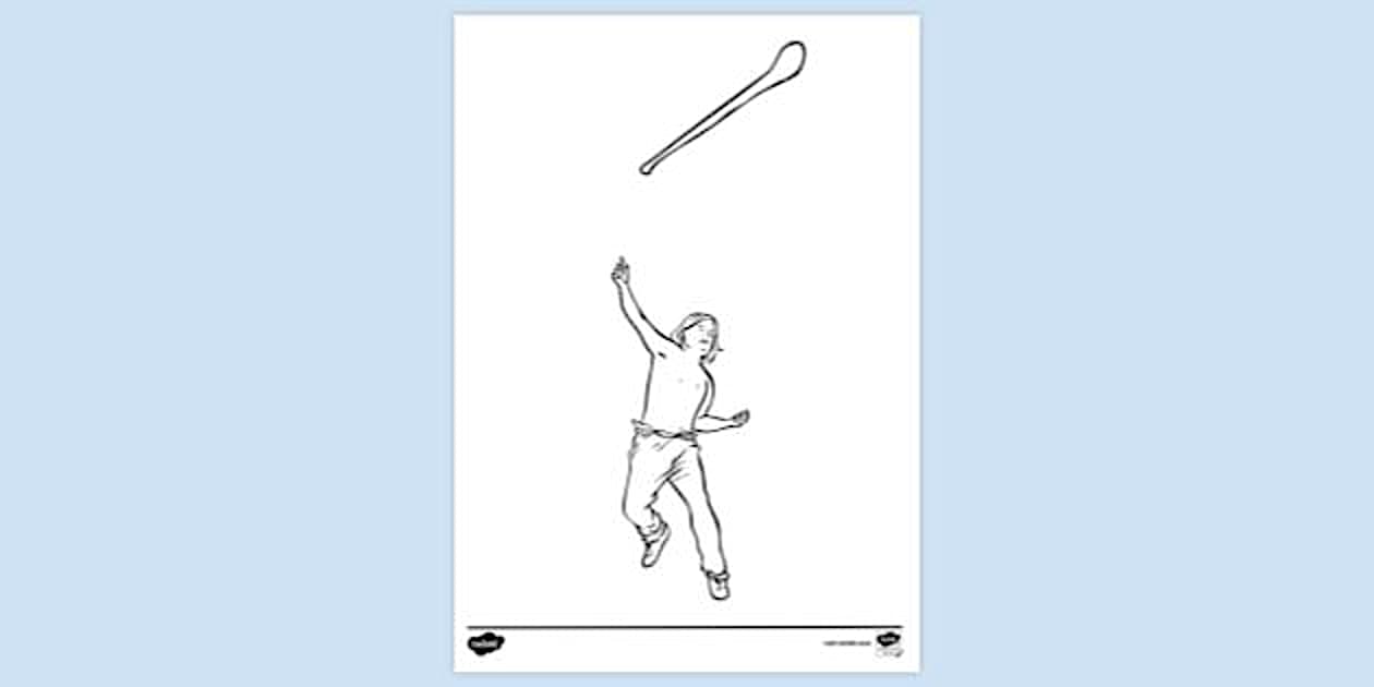 Boy Throwing Hurling Stick Colouring | Colouring Sheets
