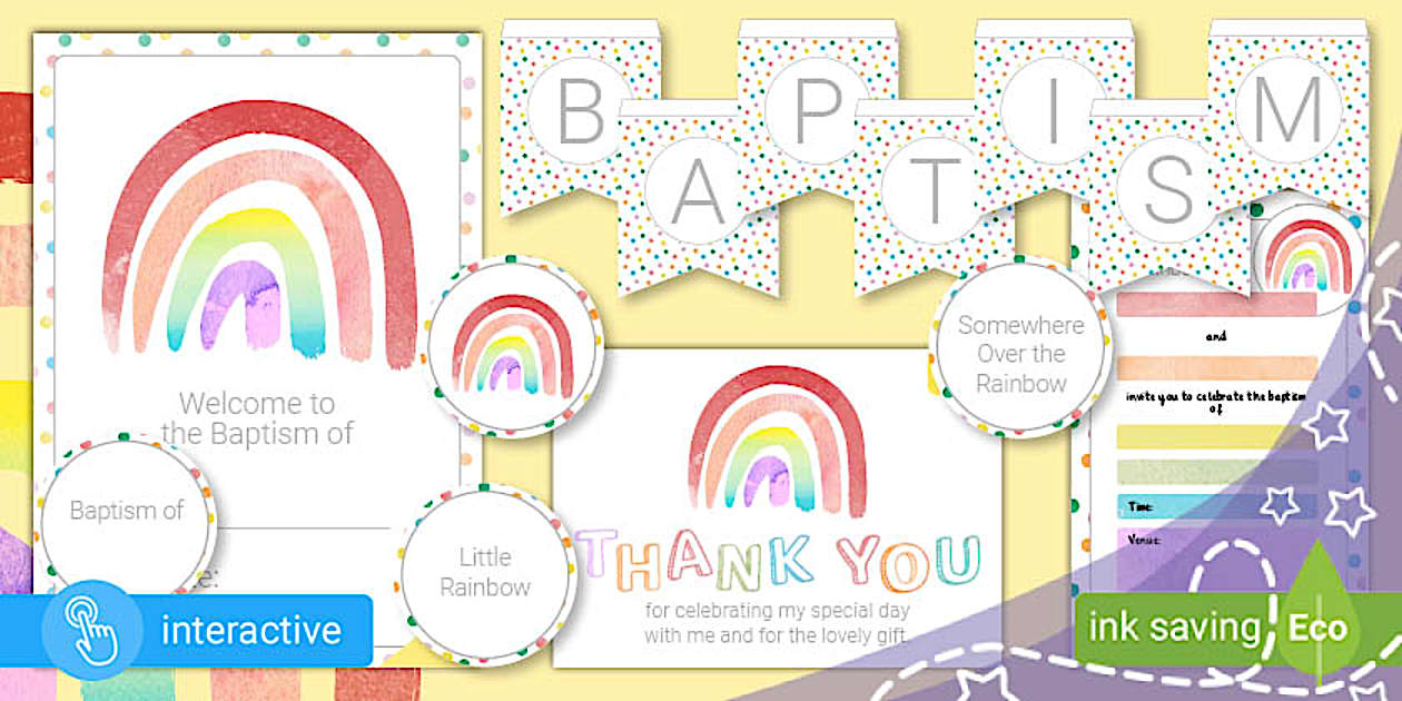 Baptism Pack - Somewhere Over the Rainbow Theme - Twinkl