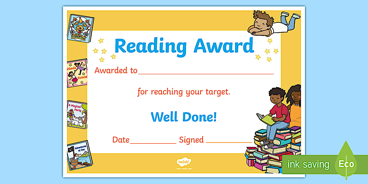 Reading Target Reached Certificate - CfE Resources - Twinkl
