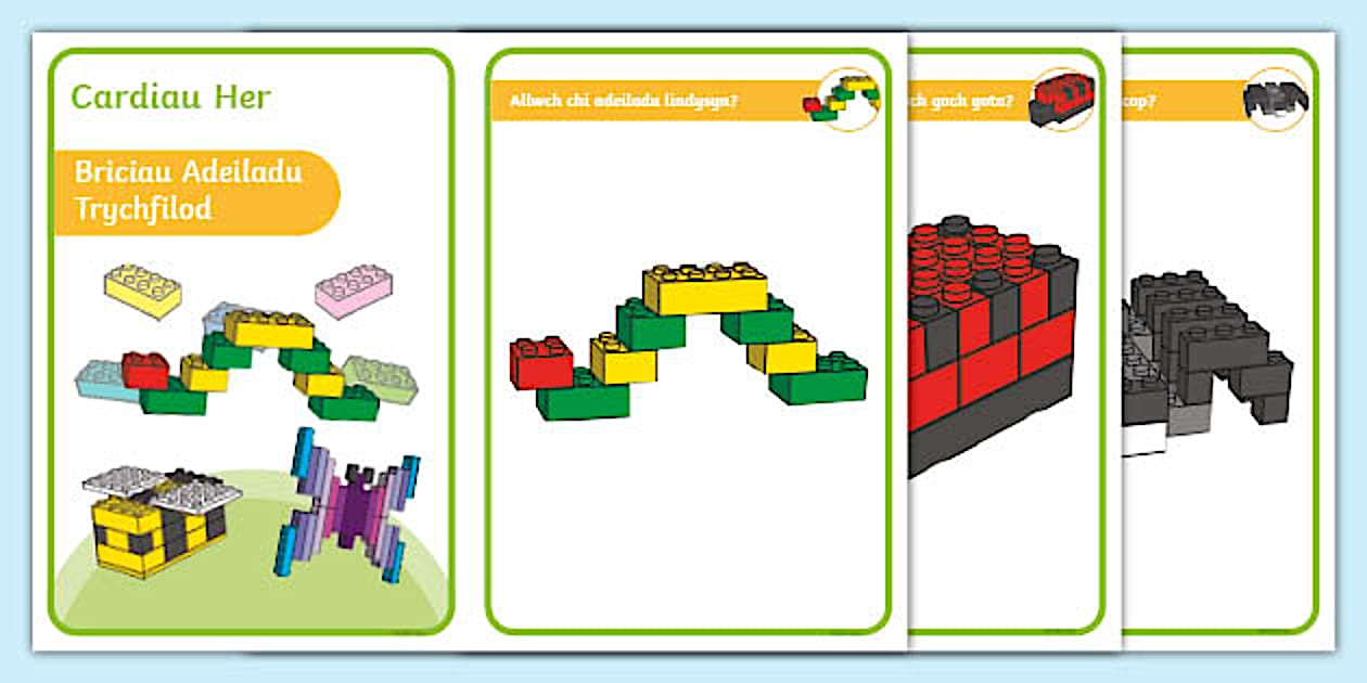 Cardiau Her Briciau Adeiladu Trychfilod (teacher made)
