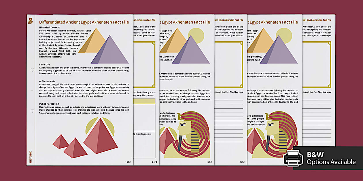 Differentiated Ancient Egypt Akhenaten Fact File - Twinkl