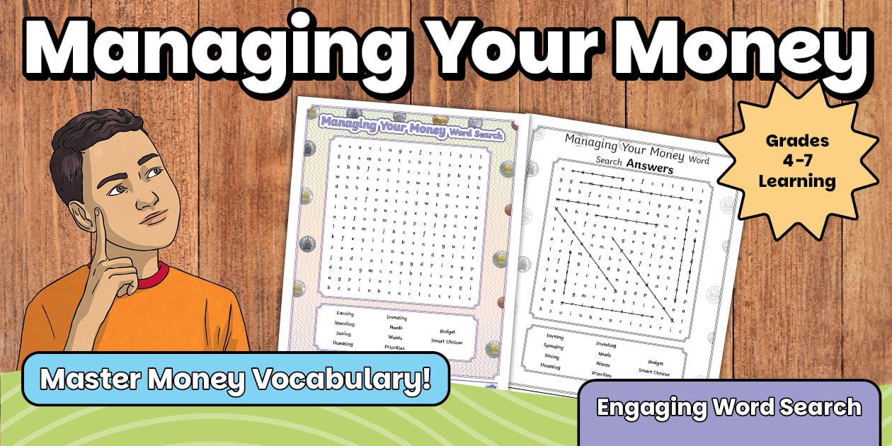 Money Word Search Activity Sheet