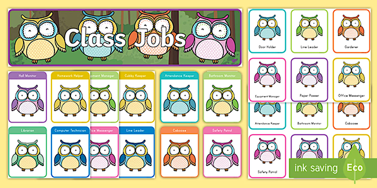 Owls Classroom Jobs Pack (teacher made) - Twinkl