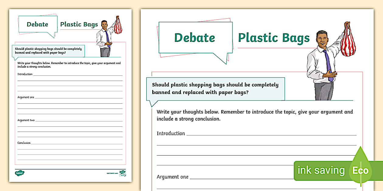 Banning Plastic Bags Debate Writing Frame (teacher made)