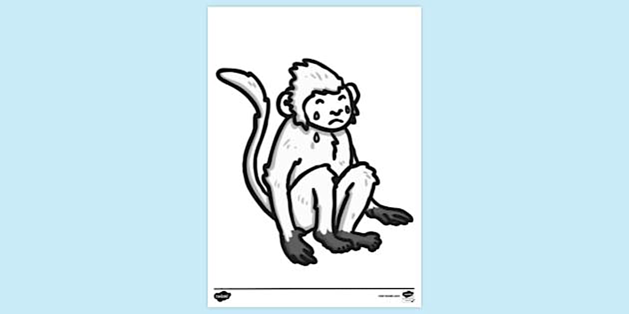 Monkey Crying Colouring Sheet | Colouring Sheets - Twinkl