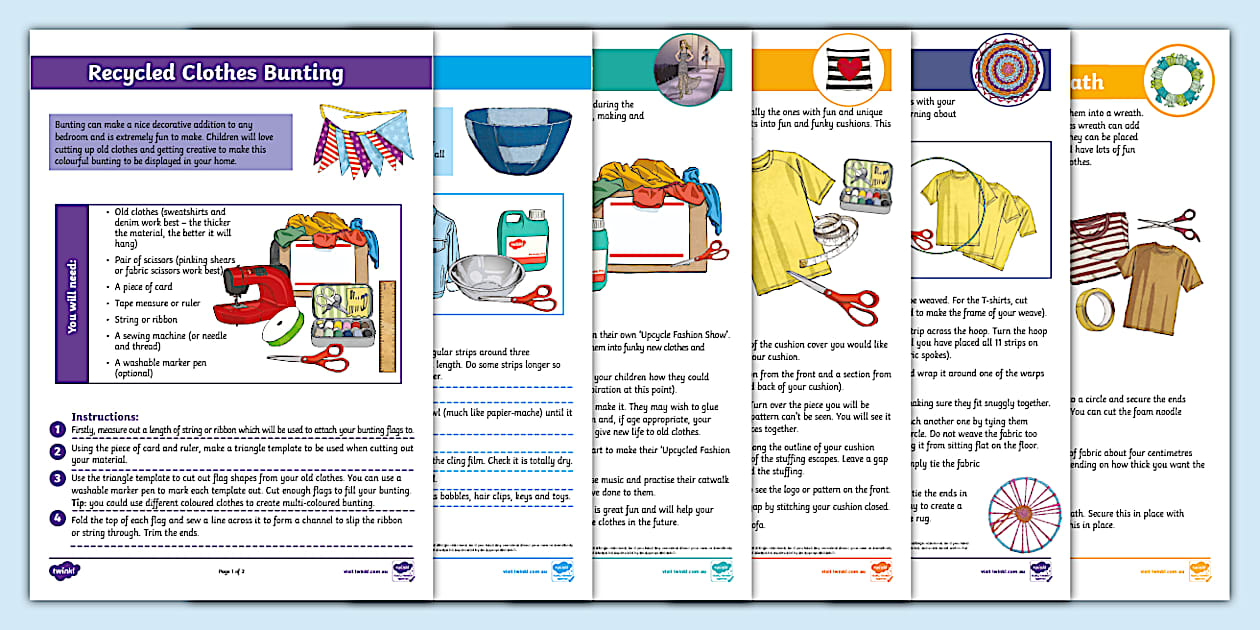 Old Clothes Fashion Upcycled Activity Pack