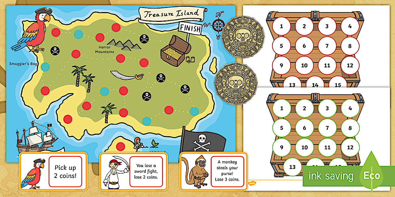 A4 Pirate Treasure Hunt Board Game (teacher made) - Twinkl