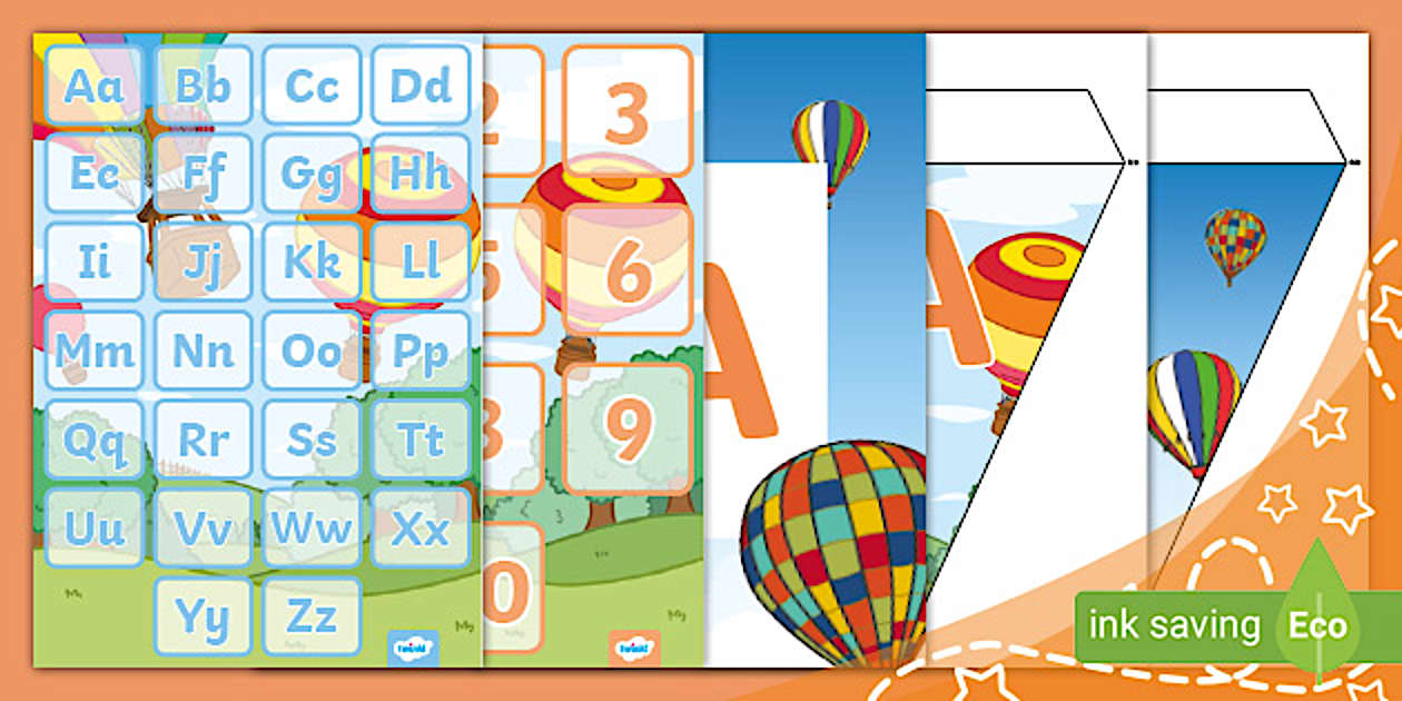 FREE! - Bunting and Wall Art Pack - Hot Air Balloon - Twinkl
