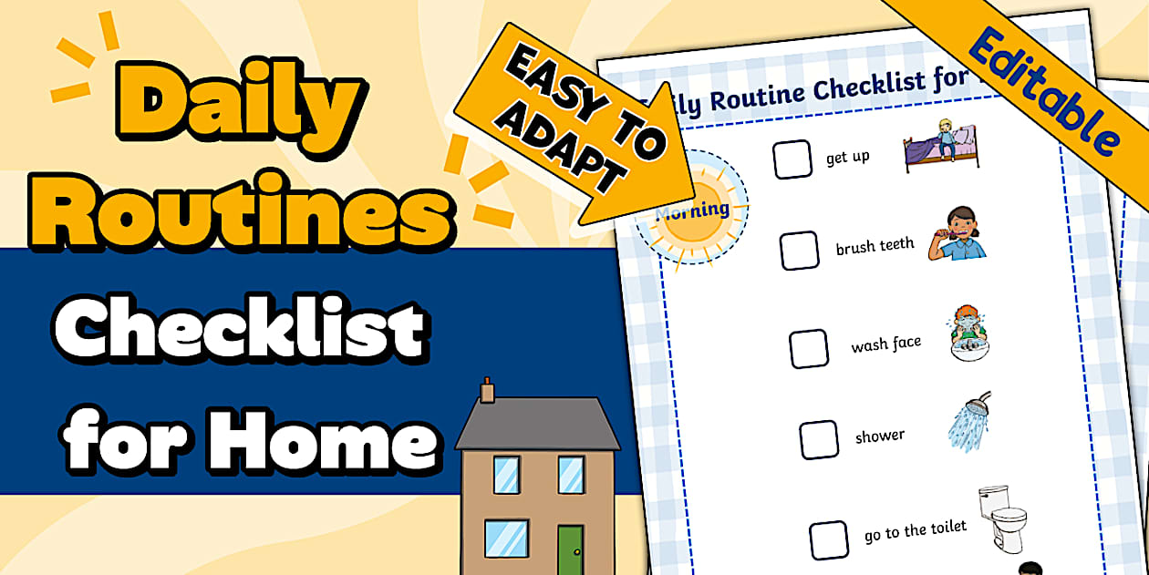 Daily Routine Checklist for Home | Editable Checklists