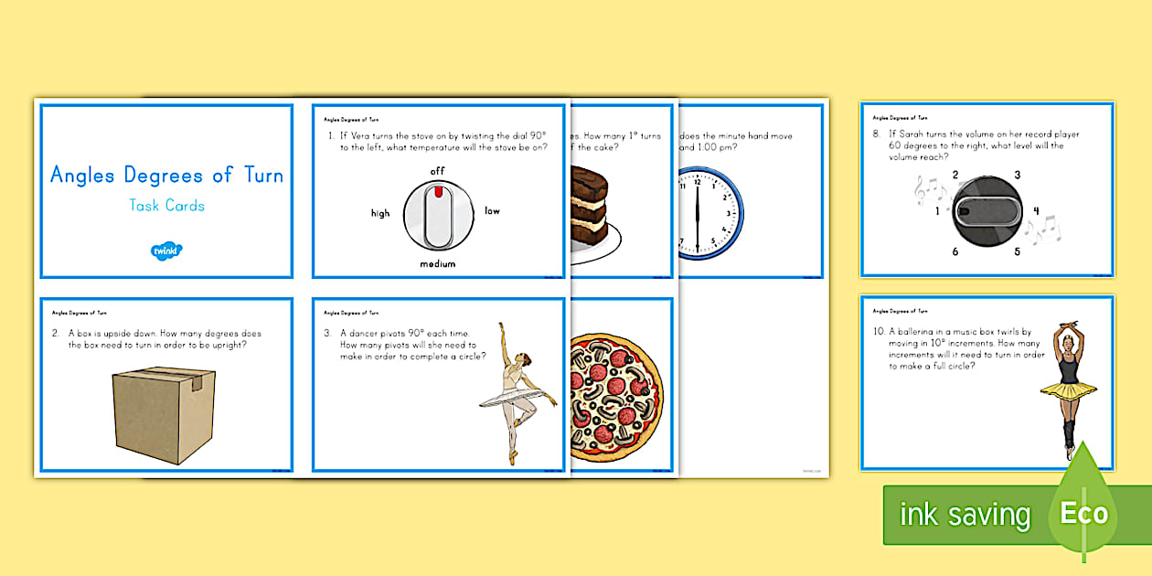 Degrees of Turns Task Cards (Teacher-Made) - Twinkl