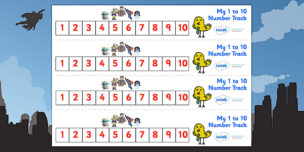 Superhero Number Track (1-10) (teacher made) - Twinkl