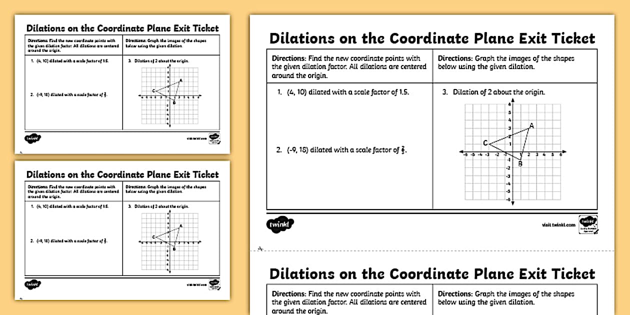 Eighth Grade Dilations on the Coordinate Plane Exit Ticket