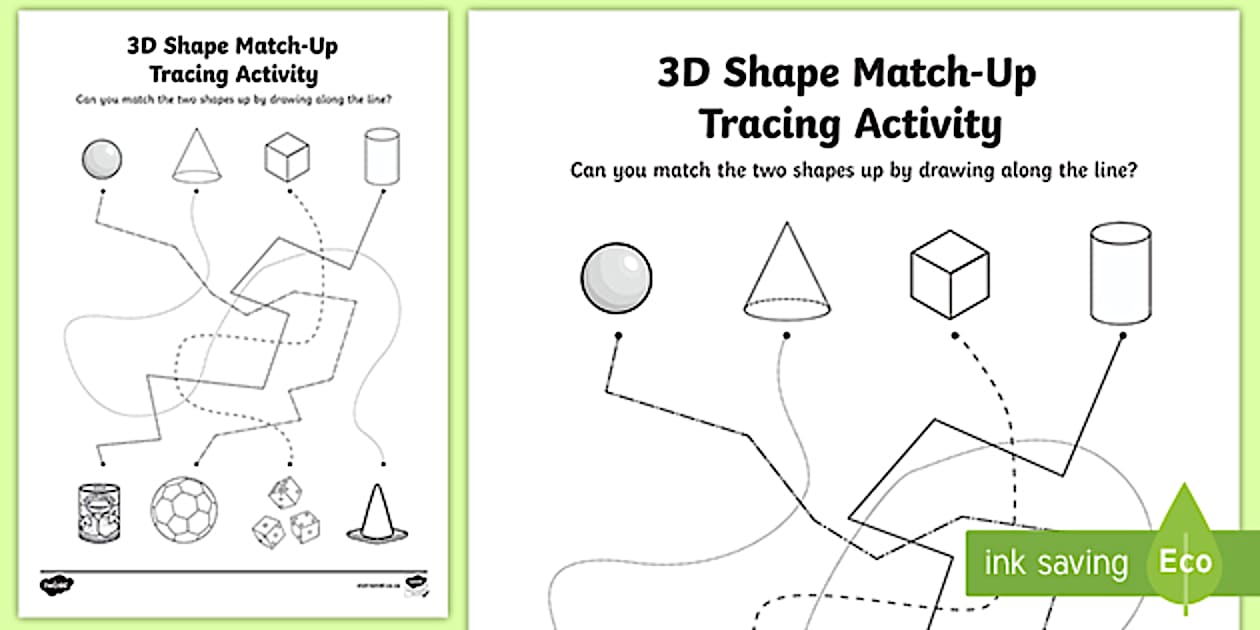 3D Shape Match-Up – Tracing Activity (teacher made)