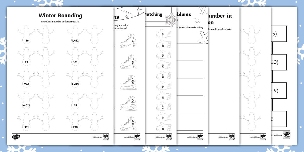 Third Grade Winter Math Activity Pack Teacher Made 0571