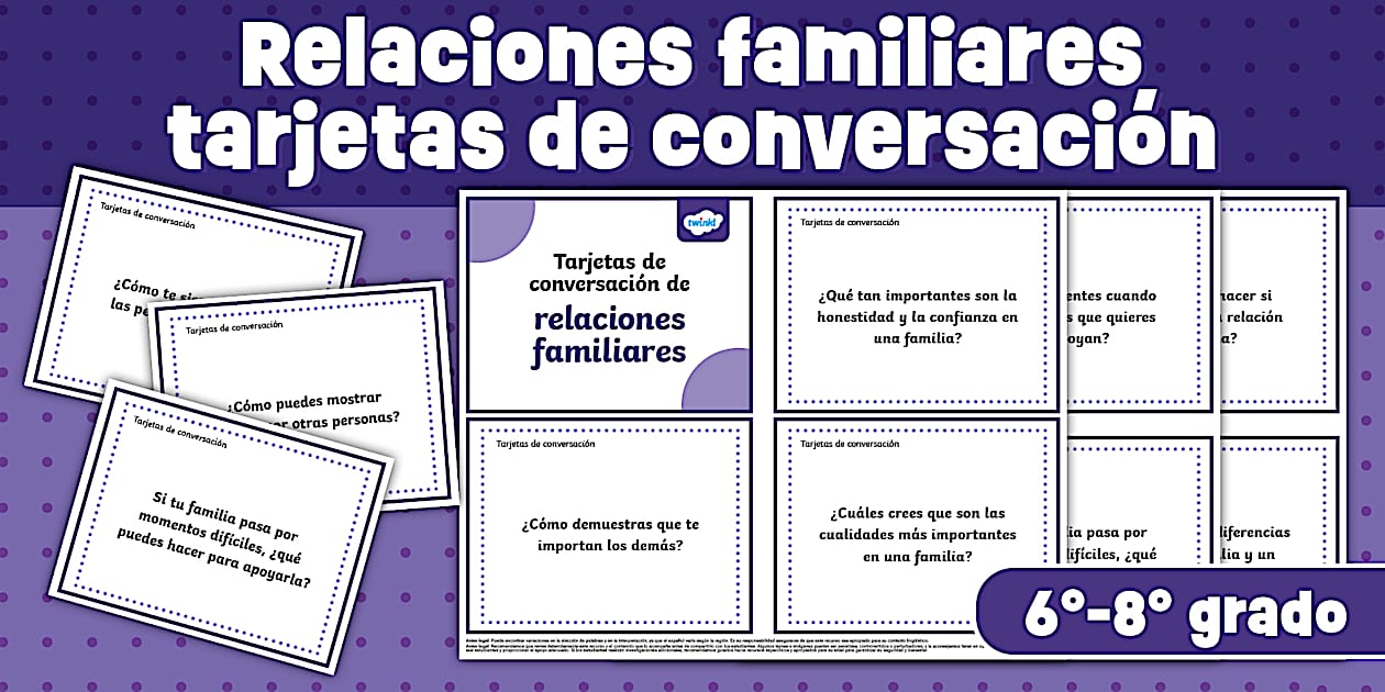 Tarjetas de conversación de relaciones familiares