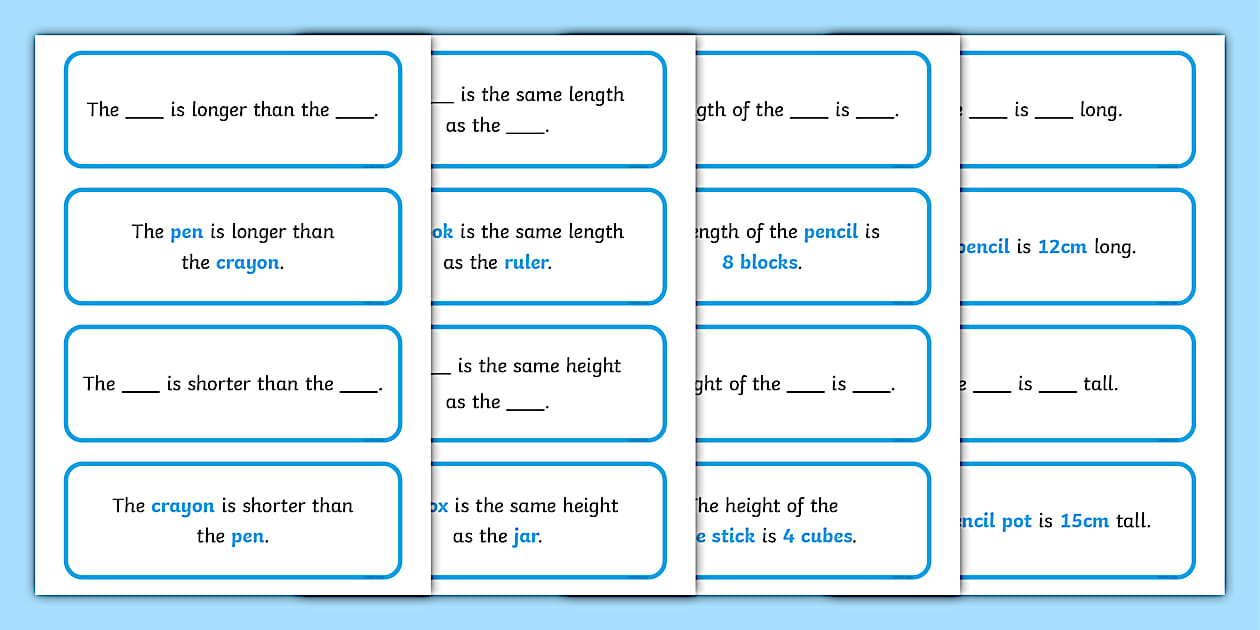 👉 Y1 Length and Height Stem Sentences - Twinkl