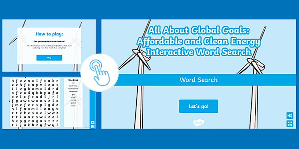 Global Goals: Affordable and Clean Energy Word Search