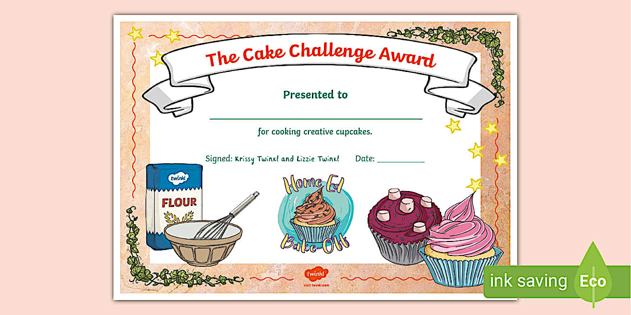 Editable Bake-Off Challenge Cake Week Certificate - Twinkl