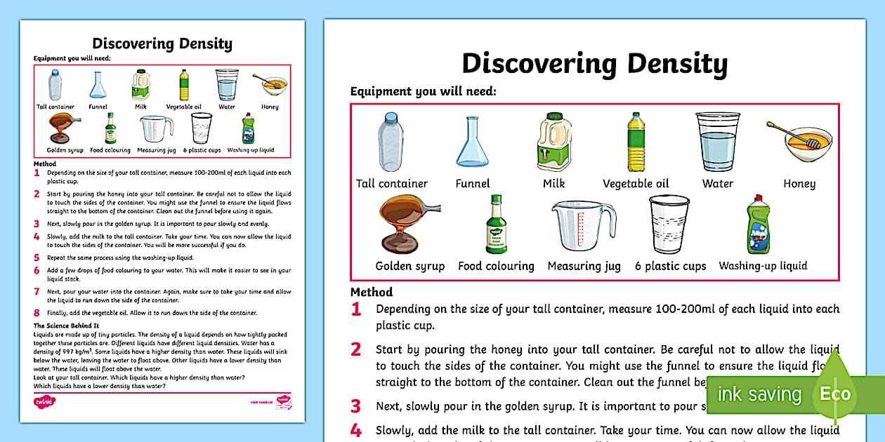 Discovering Density Experiment Step-by-Step Instructions