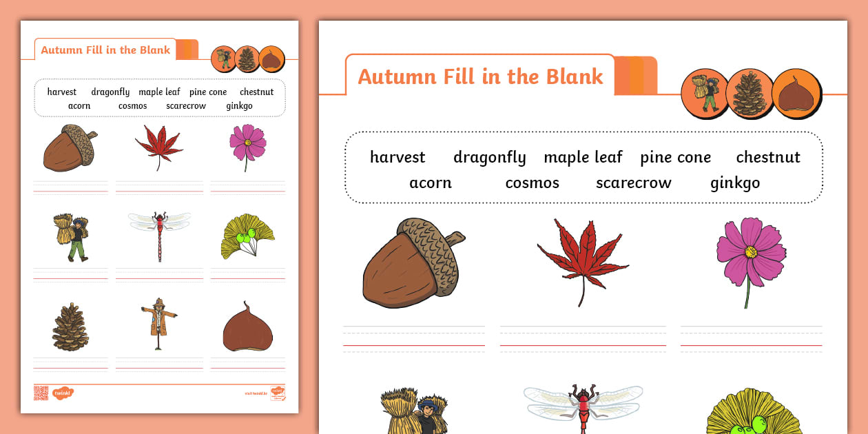 05 Teacher I Am Done ⅼ Autumn Fill in the Blank Labeling Activity