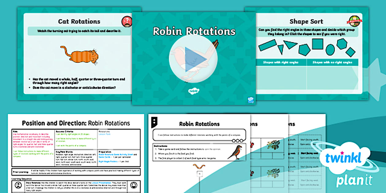 PlanIt Maths Y2 Position and Direction Lesson Pack Turns, Rotations and ...