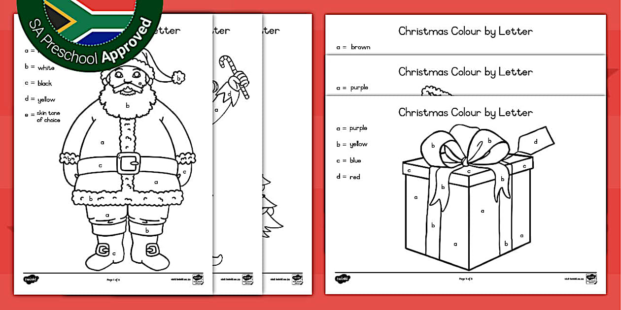 Christmas Colour By Letter - Twinkl South Africa - Twinkl