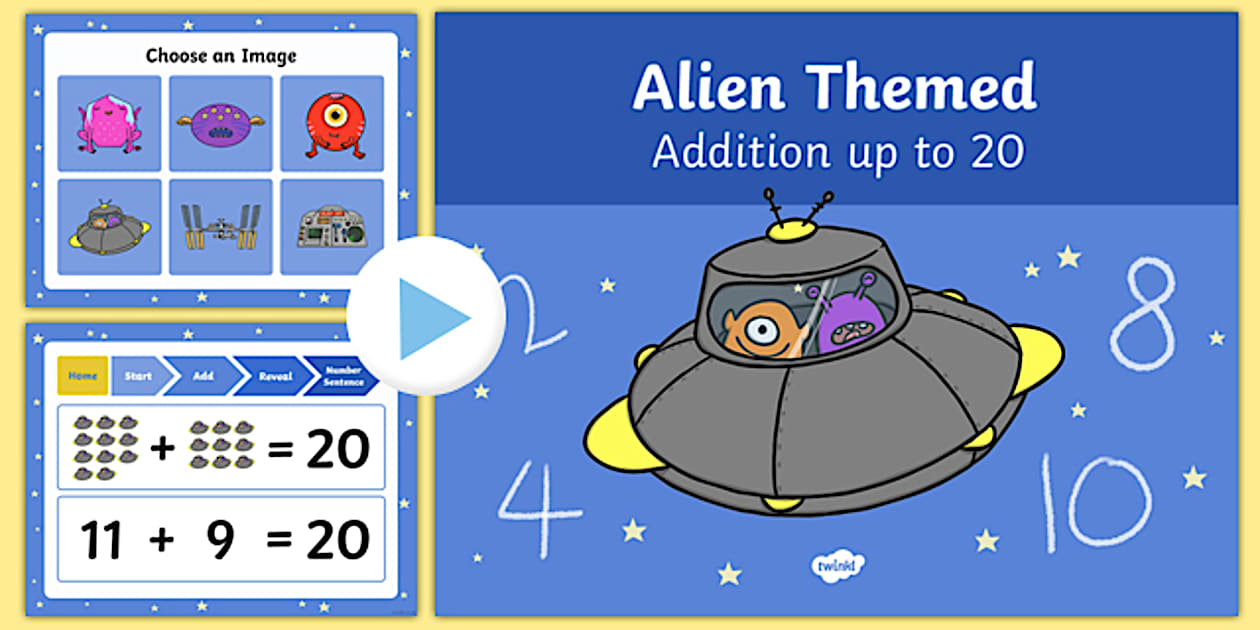 Alien Themed Addition to 20 PowerPoint - Twinkl
