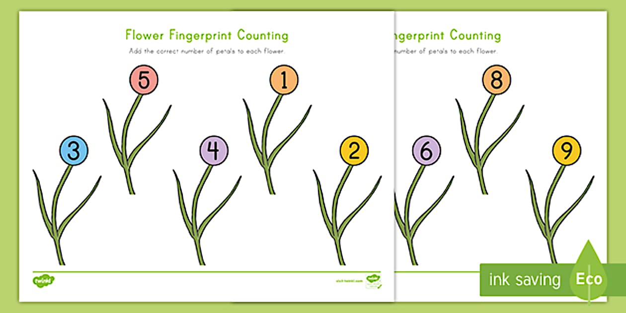 Flower Fingerprint Counting Worksheet (teacher made)