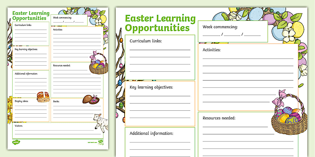 * NEW * Easter Learning Opportunities Planner - Twinkl