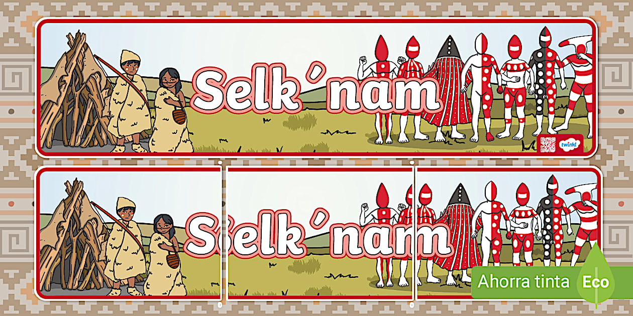 Cartel pueblos originarios: afiche de los Selknam
