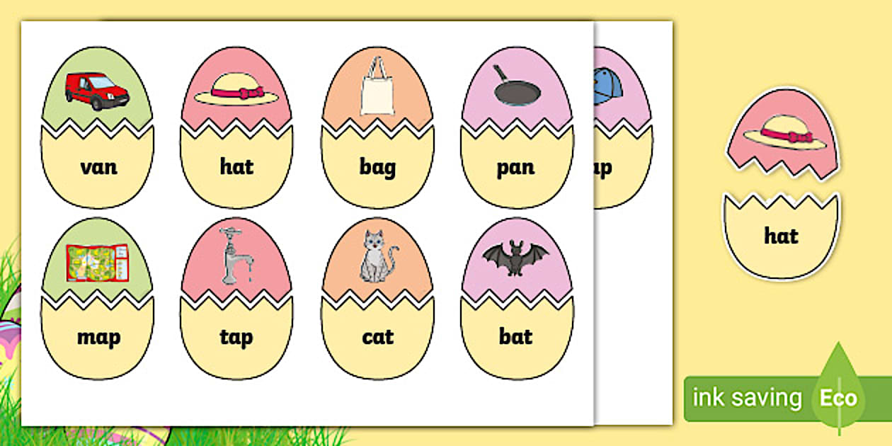 CVC A Words Easter Egg Matching Activity - Twinkl