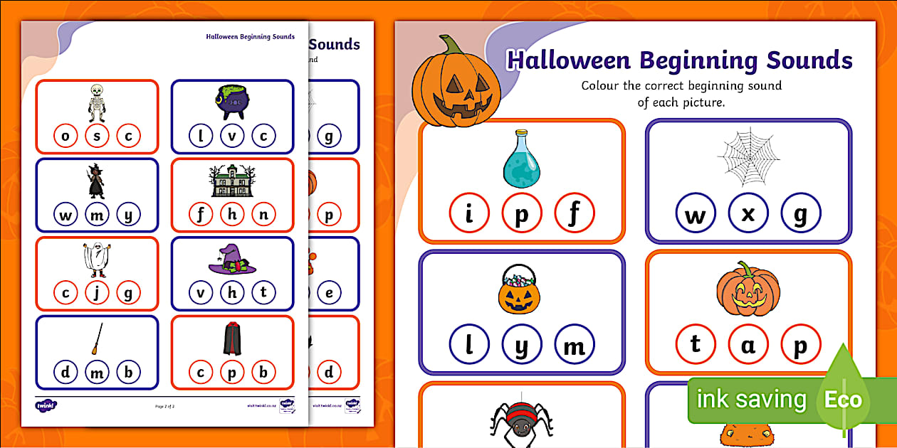 Halloween Initial Sounds Activity (Teacher-Made) - Twinkl