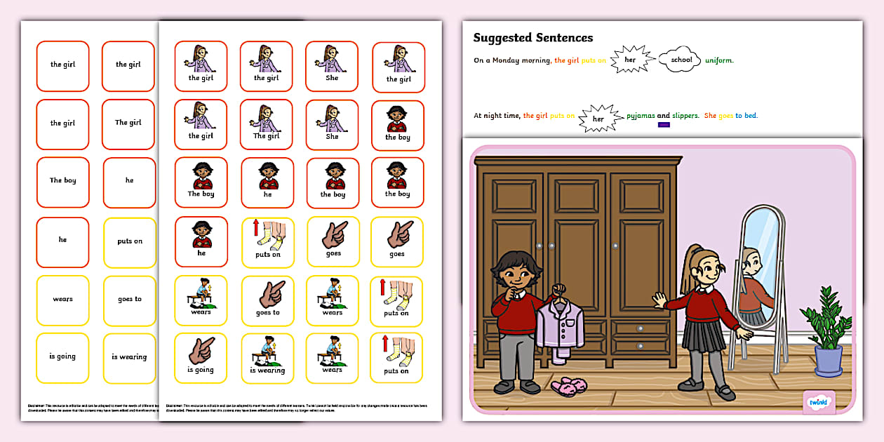 Colourful Semantics Clothes and Accessories Picture Scene