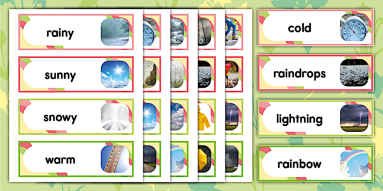 Spring Weather Photo Word Cards (teacher made) - Twinkl