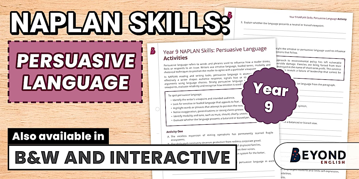 Year 9 NAPLAN Skills: Persuasive Language