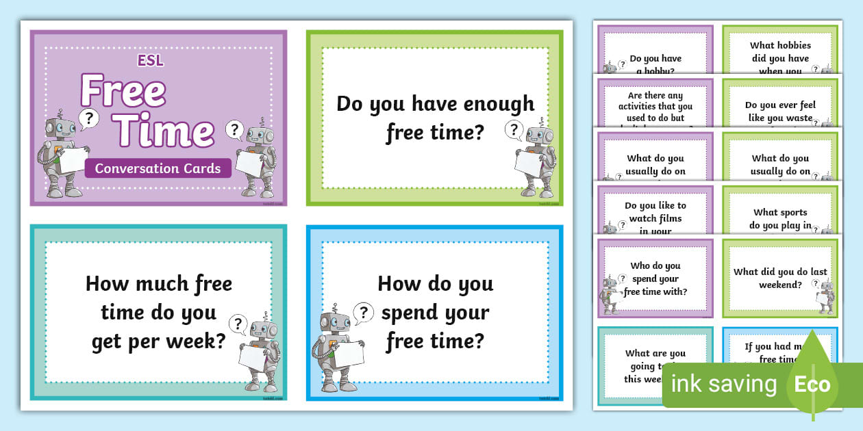 ESL Free Time Conversation Cards (teacher made) - Twinkl