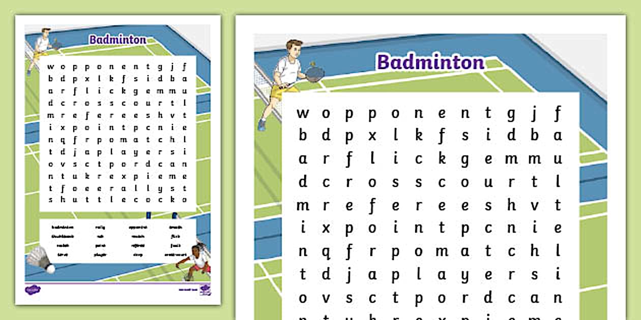 KS2 Badminton Word Search - PE (teacher made) - Twinkl