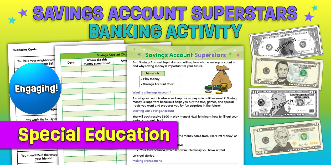 Savings Account Superstars for Special Education - Twinkl