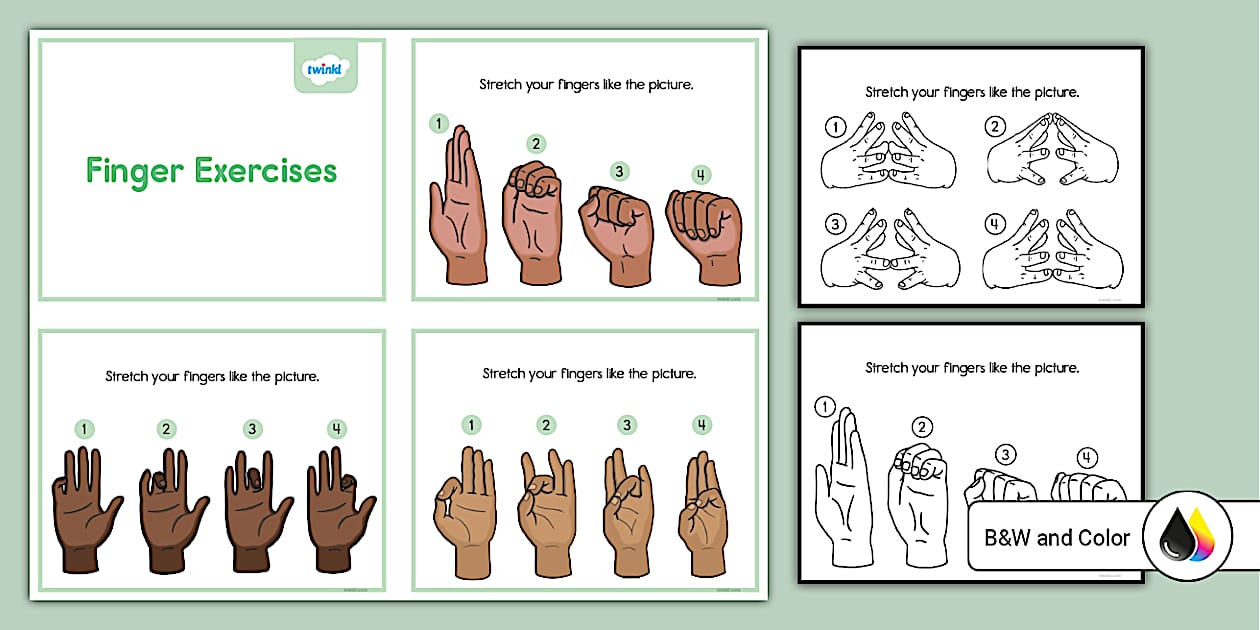 Finger Exercises Worksheet Cards (teacher made) - Twinkl