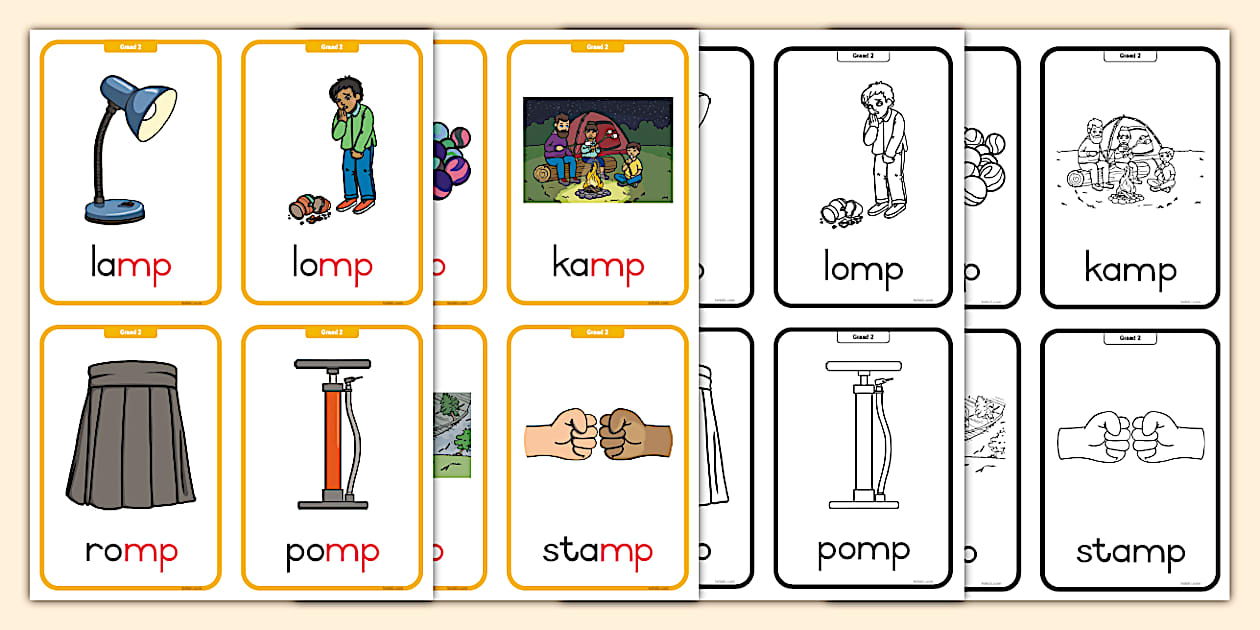 FREE! - Graad 2 Klanke Flitskaarte Eindklank mp - Twinkl