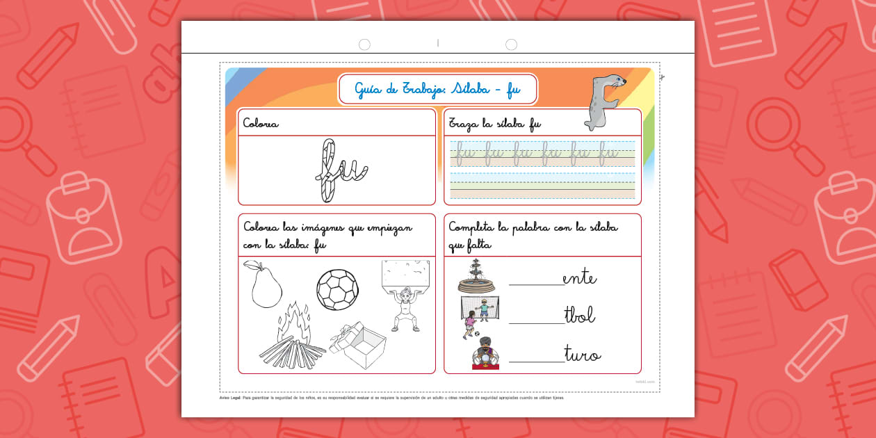 Guía de Trabajo: Sílaba - fu - Twinkl Chile (teacher made)